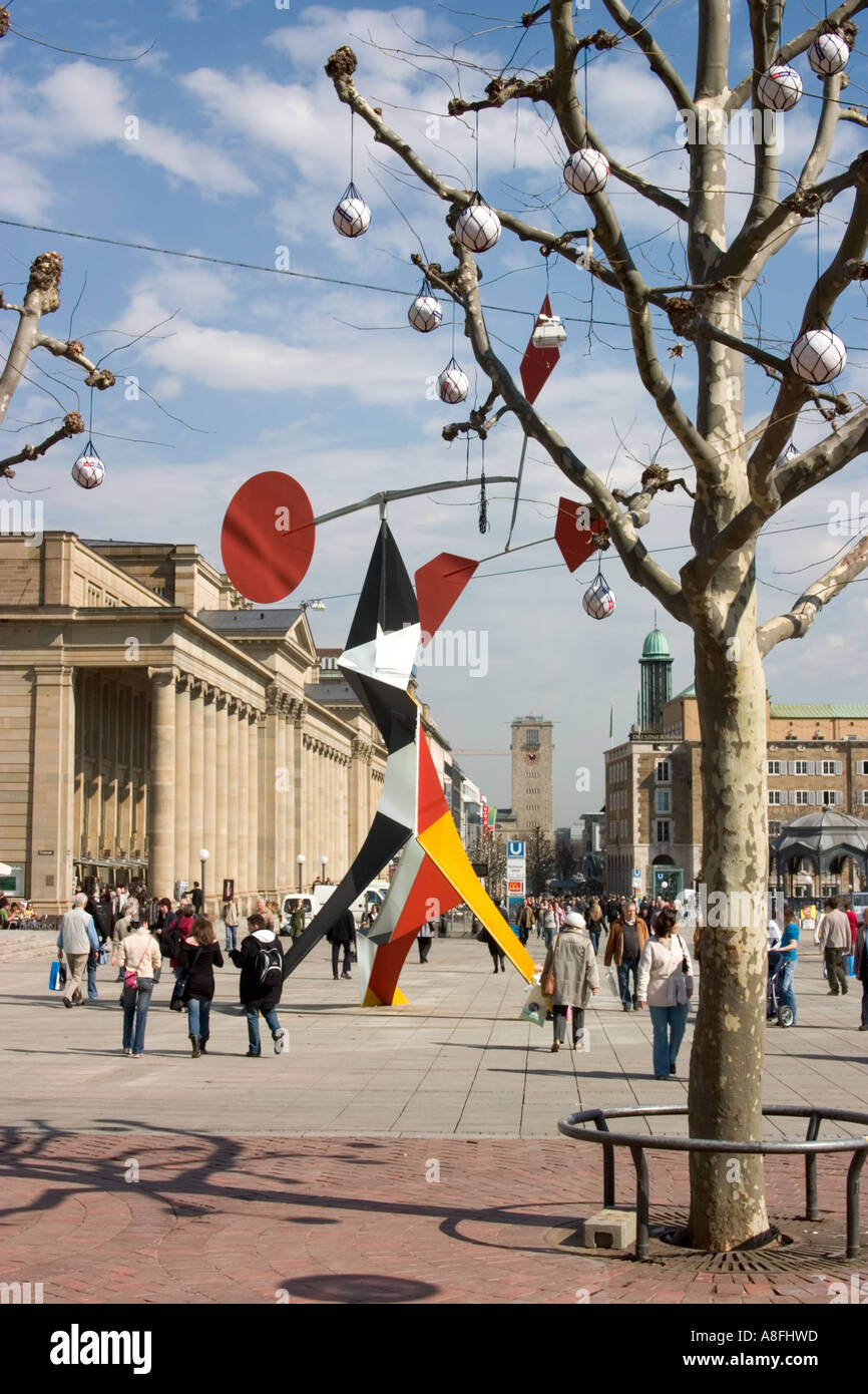 Football tree in Stuttgart town centre Stock Photo - Alamy