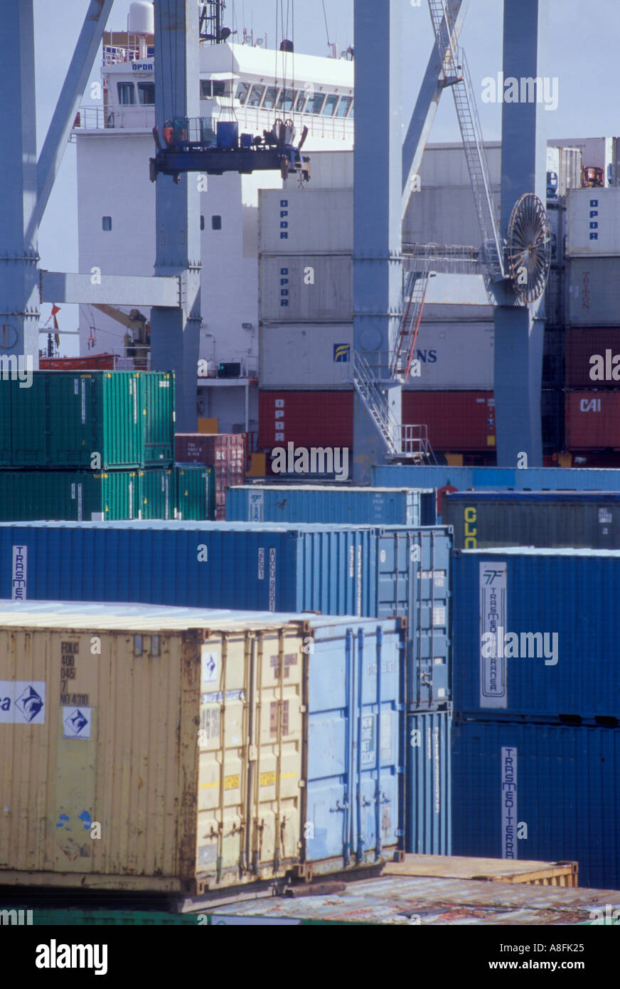 container terminal in port Stock Photo - Alamy