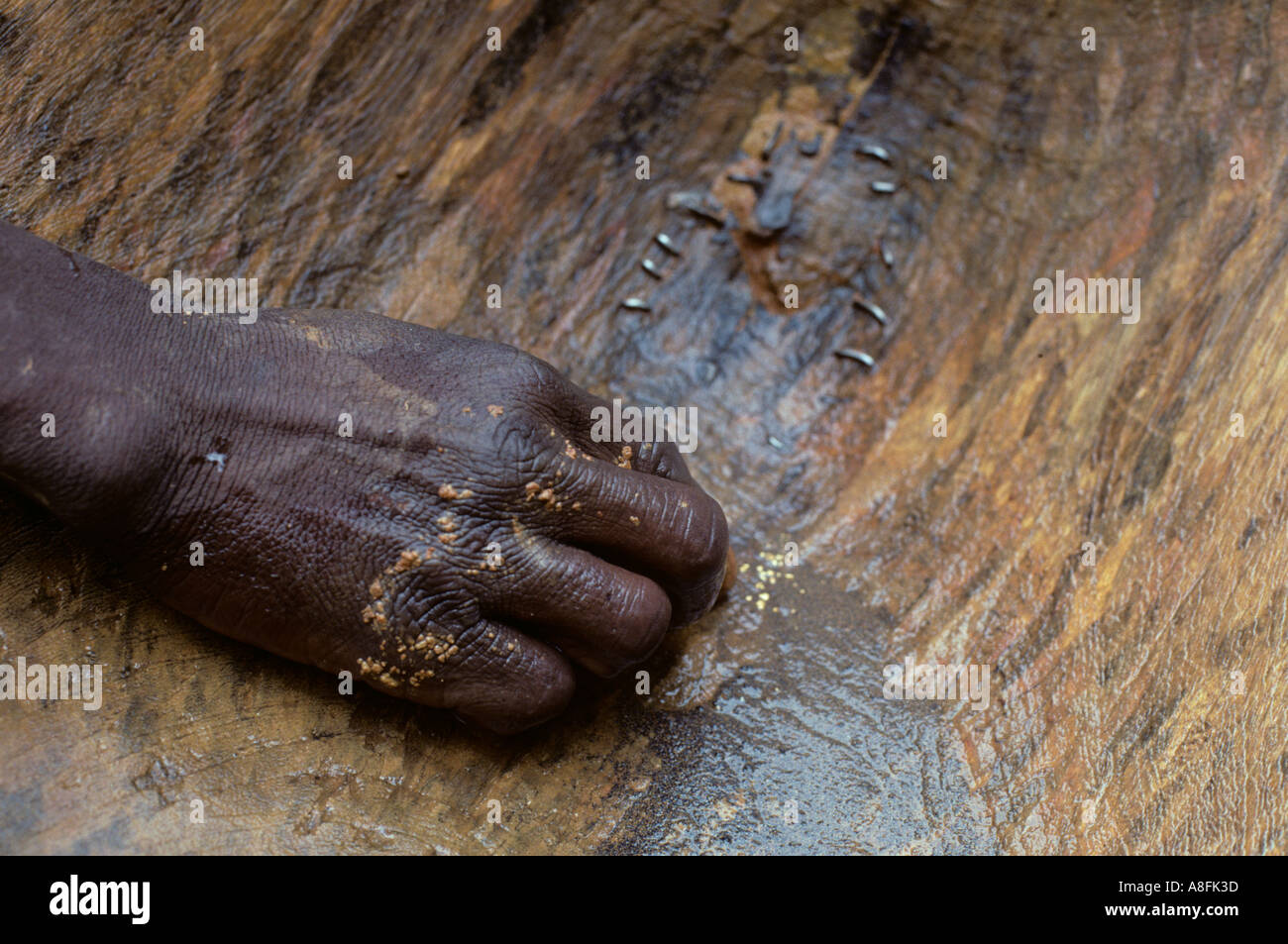 hand picking gold from wood panning dish Stock Photo - Alamy