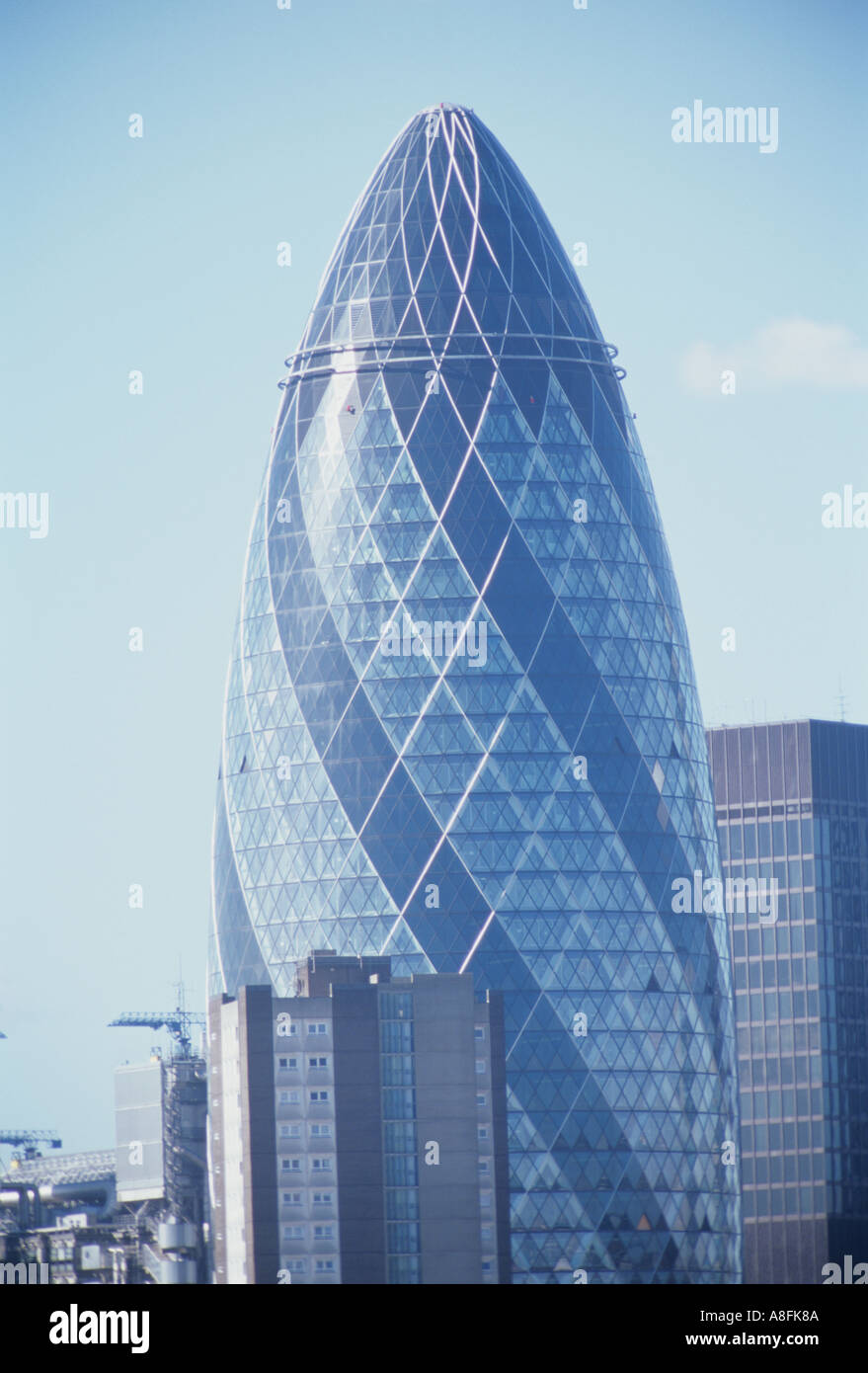 the Swiss Re building aka as Gherkin in the City of London Stock Photo ...