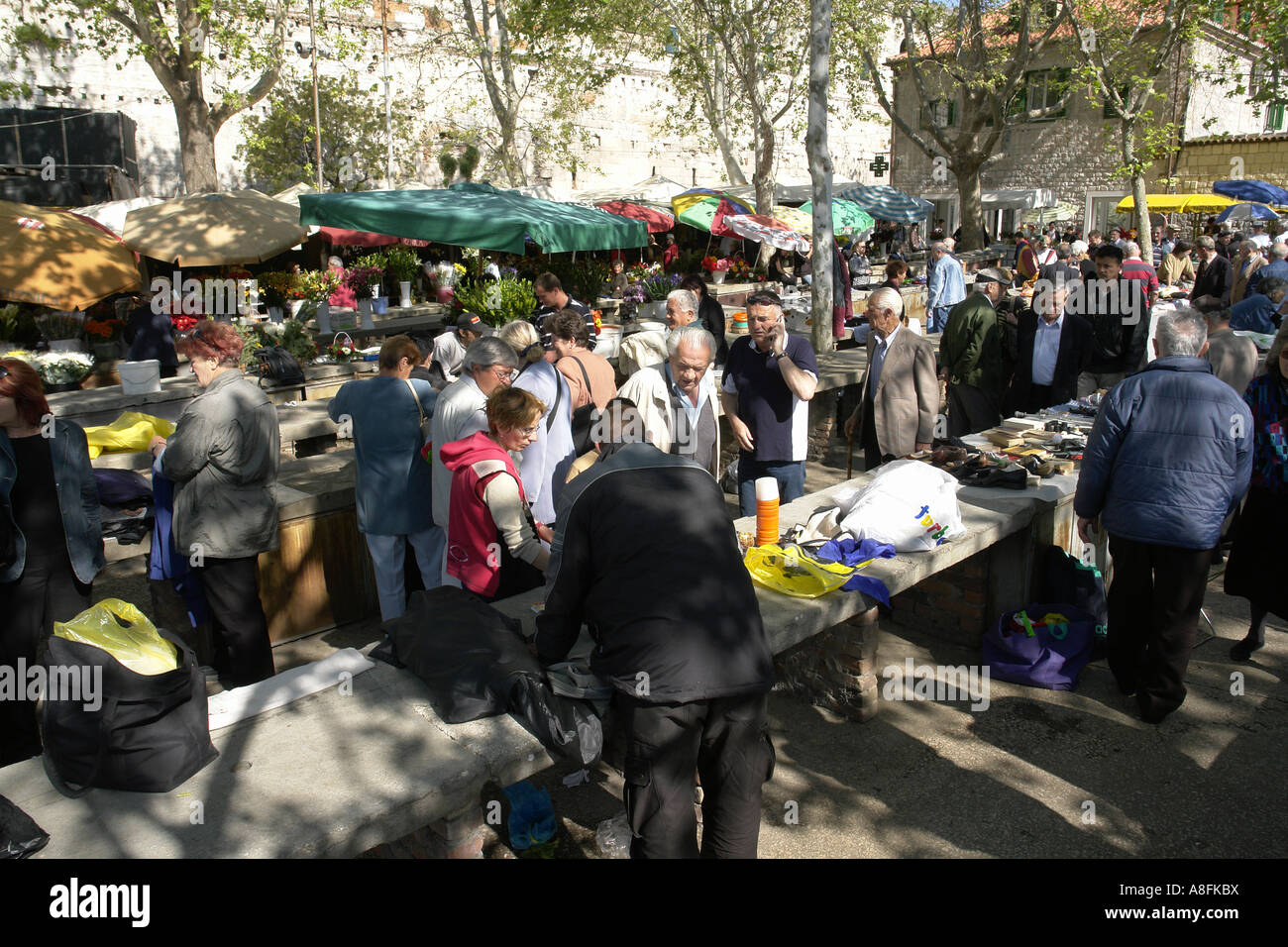 Open air market in old town Split Adria Dalmatia Adriatic coast Croatia ...