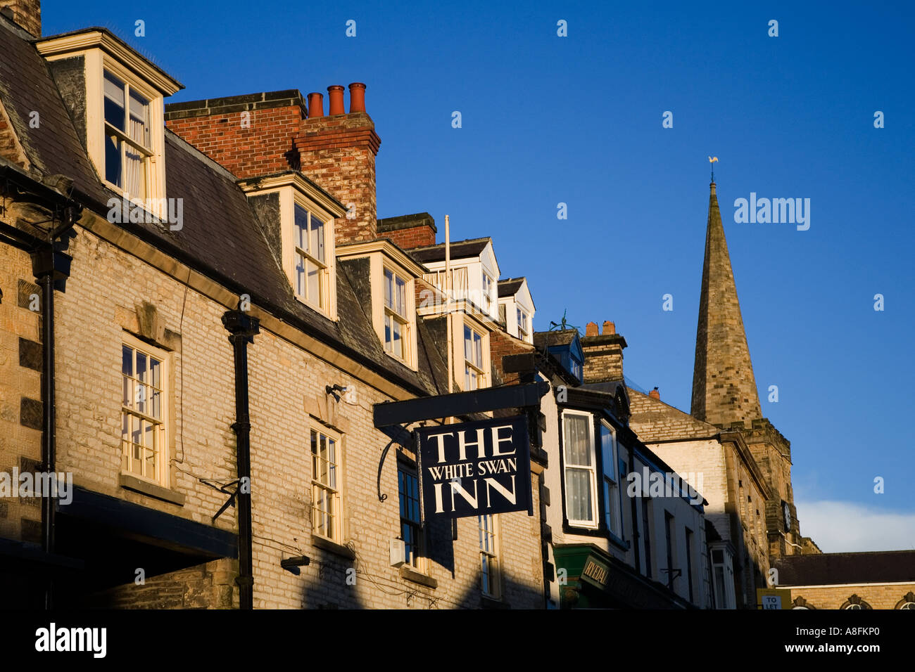 High Street and Church Spire at Sunset in Pickering North Yorkshire ...