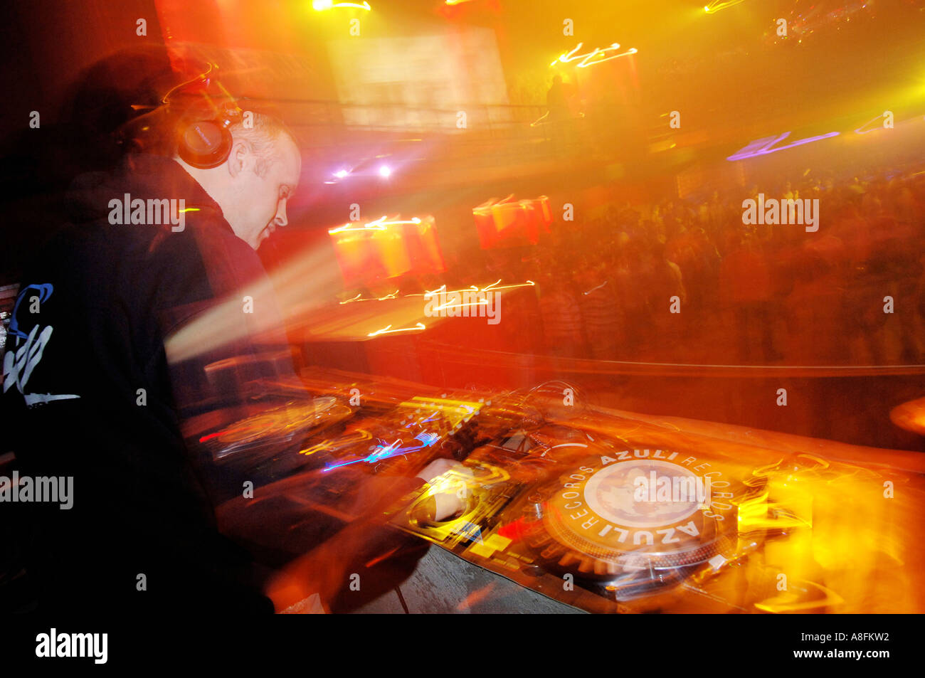 DJ on techno party Stock Photo - Alamy