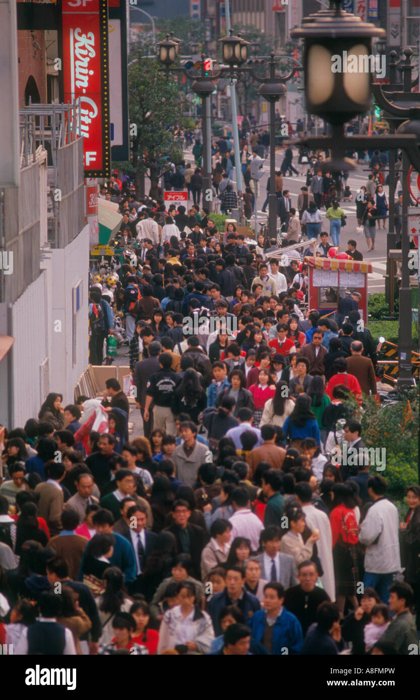 Asia Japan Tokyo Ginza busy street scene with lot of commercial signs ...