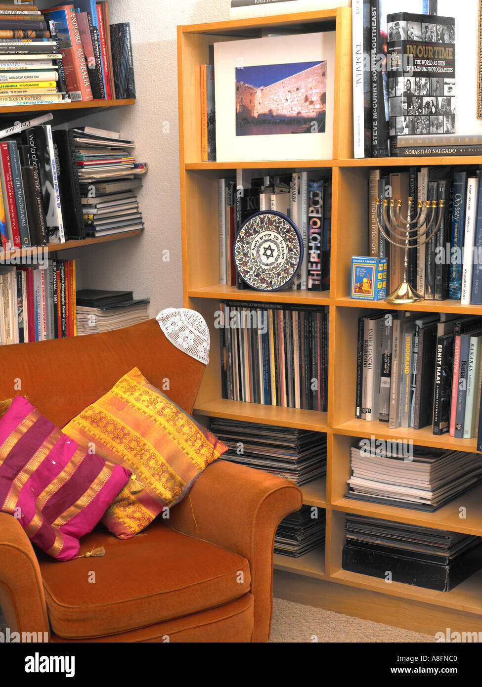 Jewish Home Chair Bookcase Hanukkah Candles Picture of Wailing Wall ...