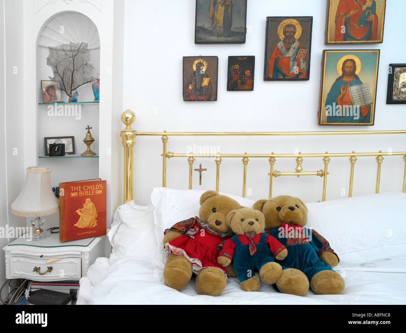 Christian Bedroom Icons Crucifix Bible Stock Photo - Alamy