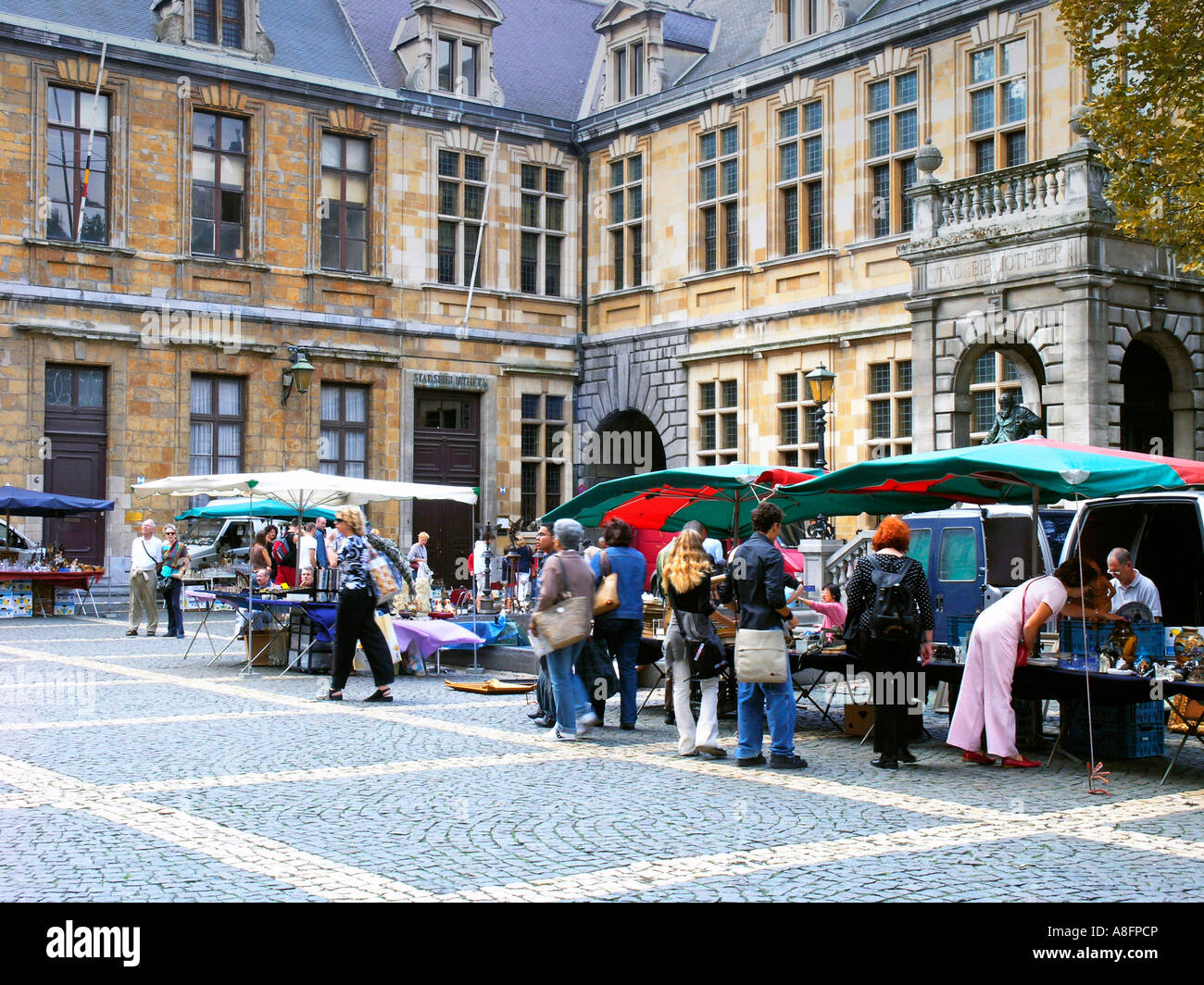 Flea market in Conscience Plein Antwerp Stock Photo - Alamy