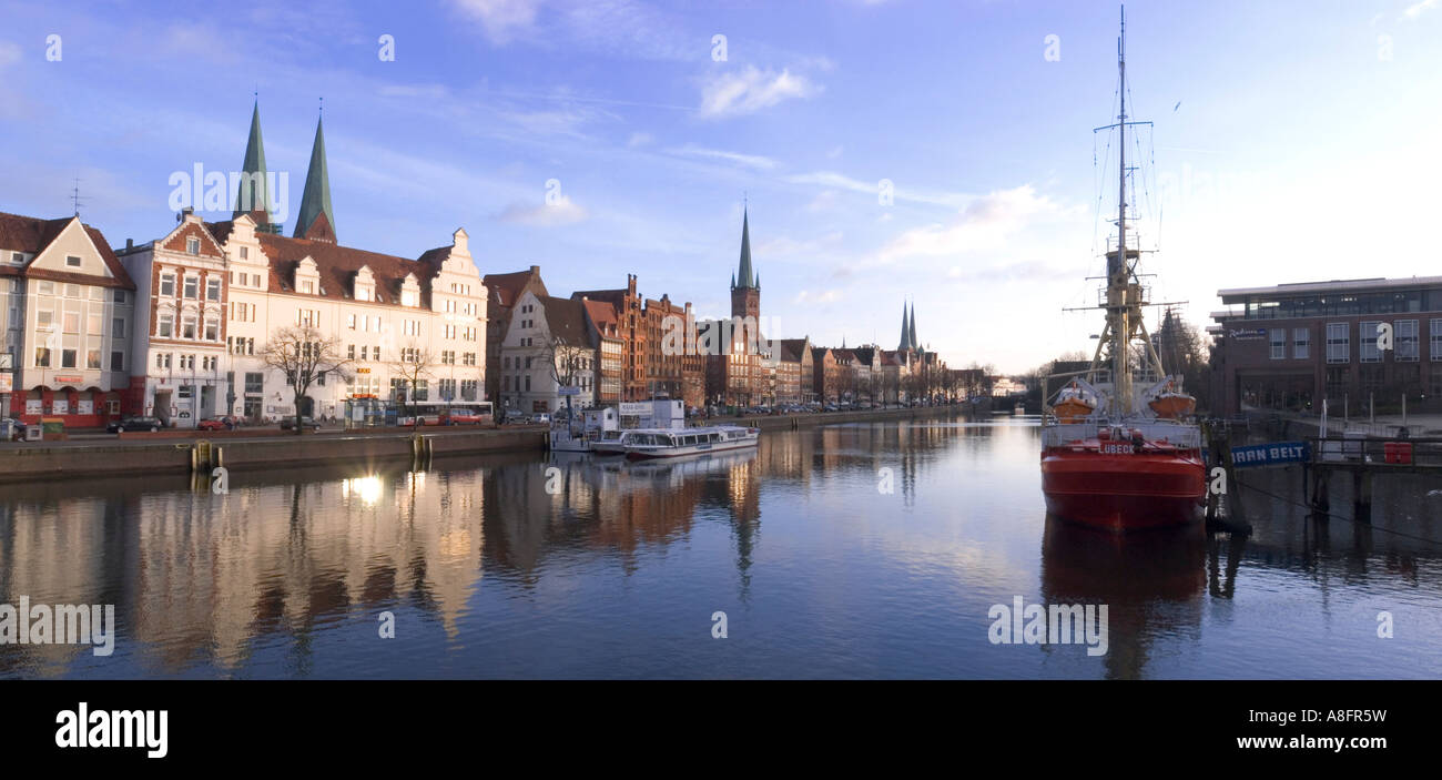 Panorama Hansastadt Lübeck Schleswig Holstein harbour Germany Stock ...