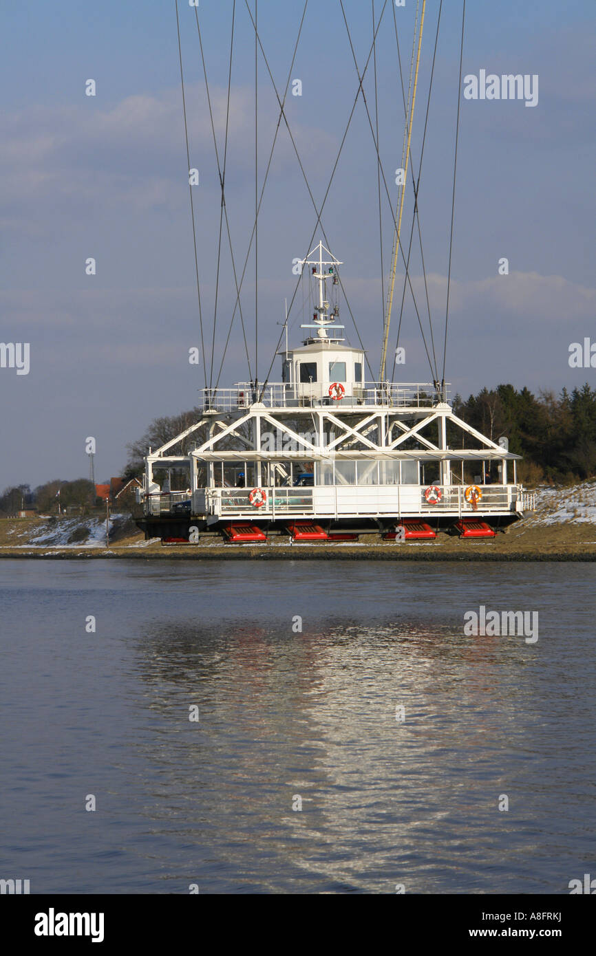 Suspension railway train Metal bridge Rendsburg Nord Ostsee Kanal ...