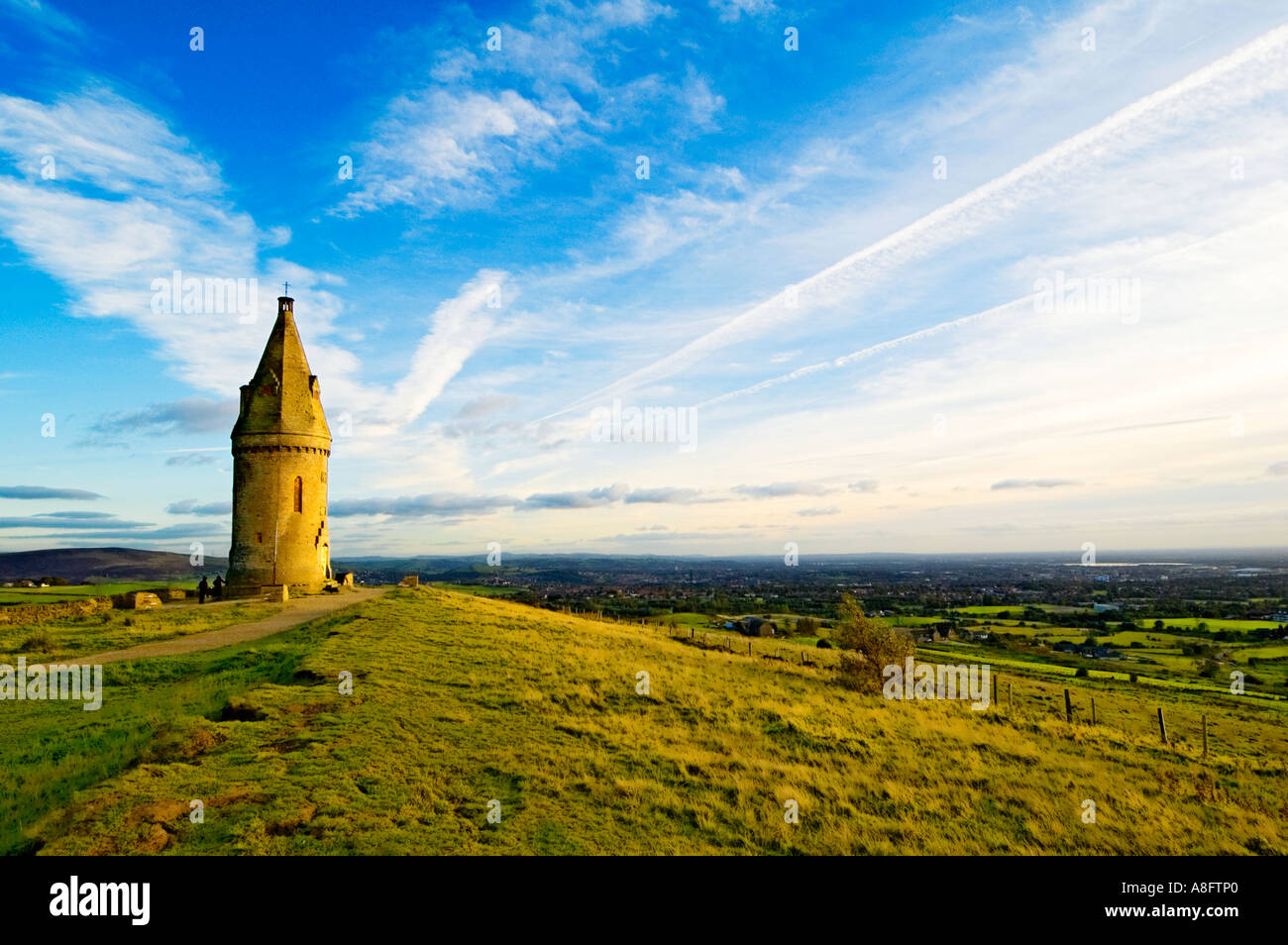 Hartshead Pike, Tameside, Manchester, England, UK. Built in 1863 to ...