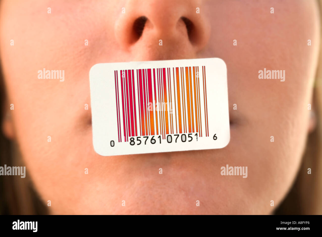 barcode on top of mouth Stock Photo - Alamy