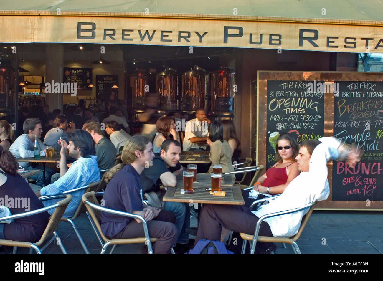 Paris Cafe, France, Crowd Young People Sharing Beer, in English Style ...