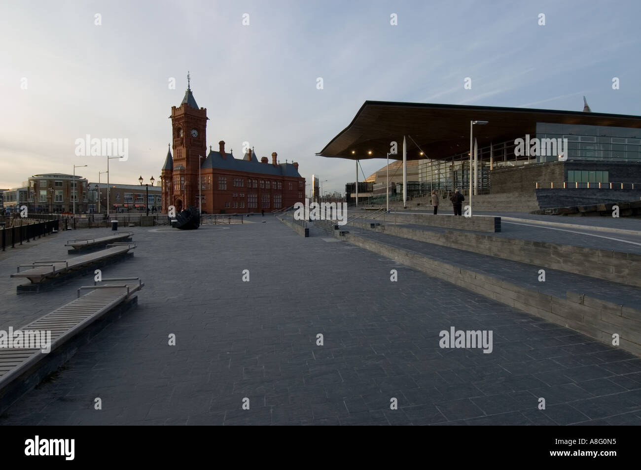 Cardiff Bay Victorian Dock Offices left with the new National Assembly ...