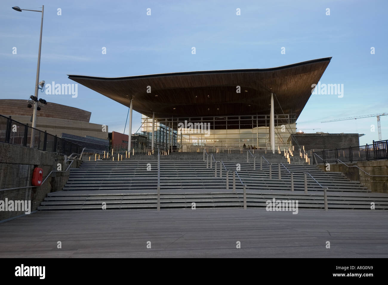 Cardiff Bay Exterior of National Assembly of Wales Debating Chamber ...