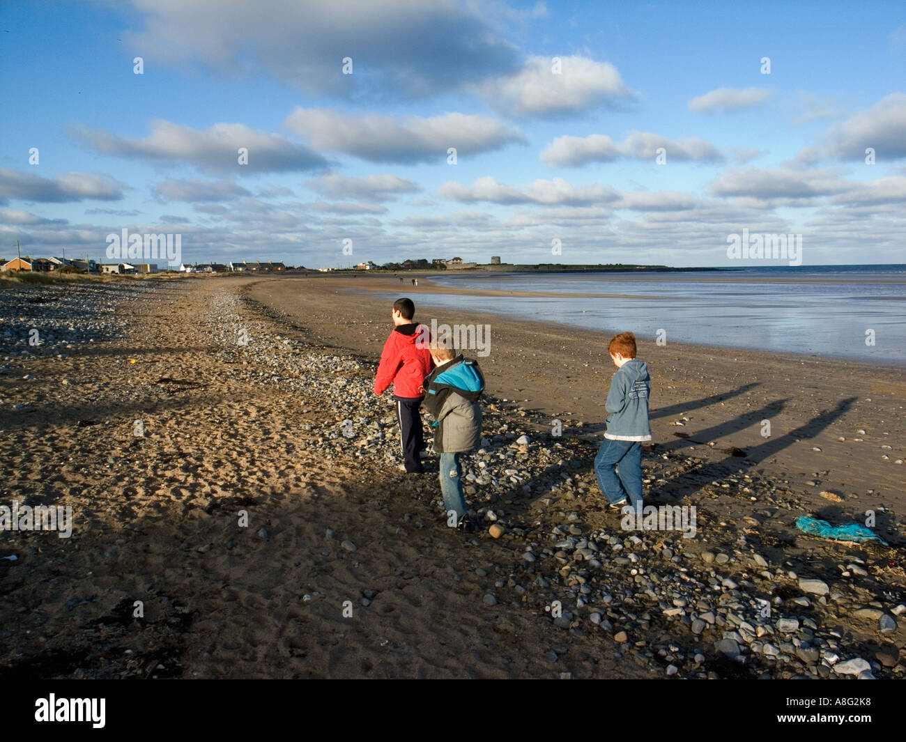 three boys on Skerries beach, north county Dublin, Ireland Stock Photo ...