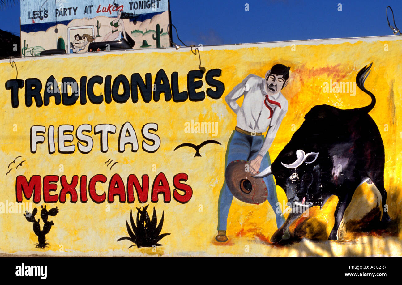 Traditional Mexican Fiesta Painting Sign terrace pavement bar pub ...