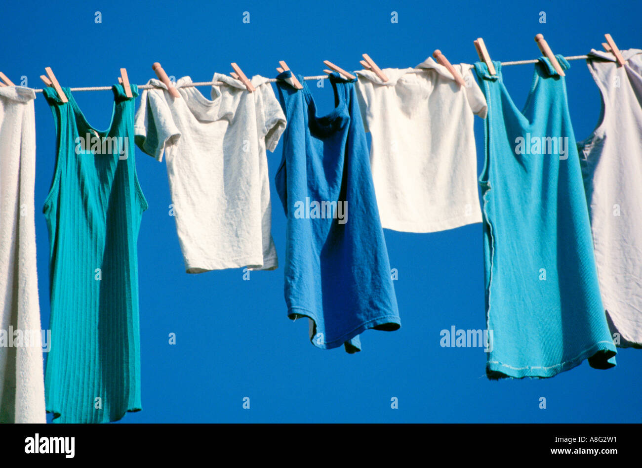Laundry on clothesline for drying hi-res stock photography and images ...