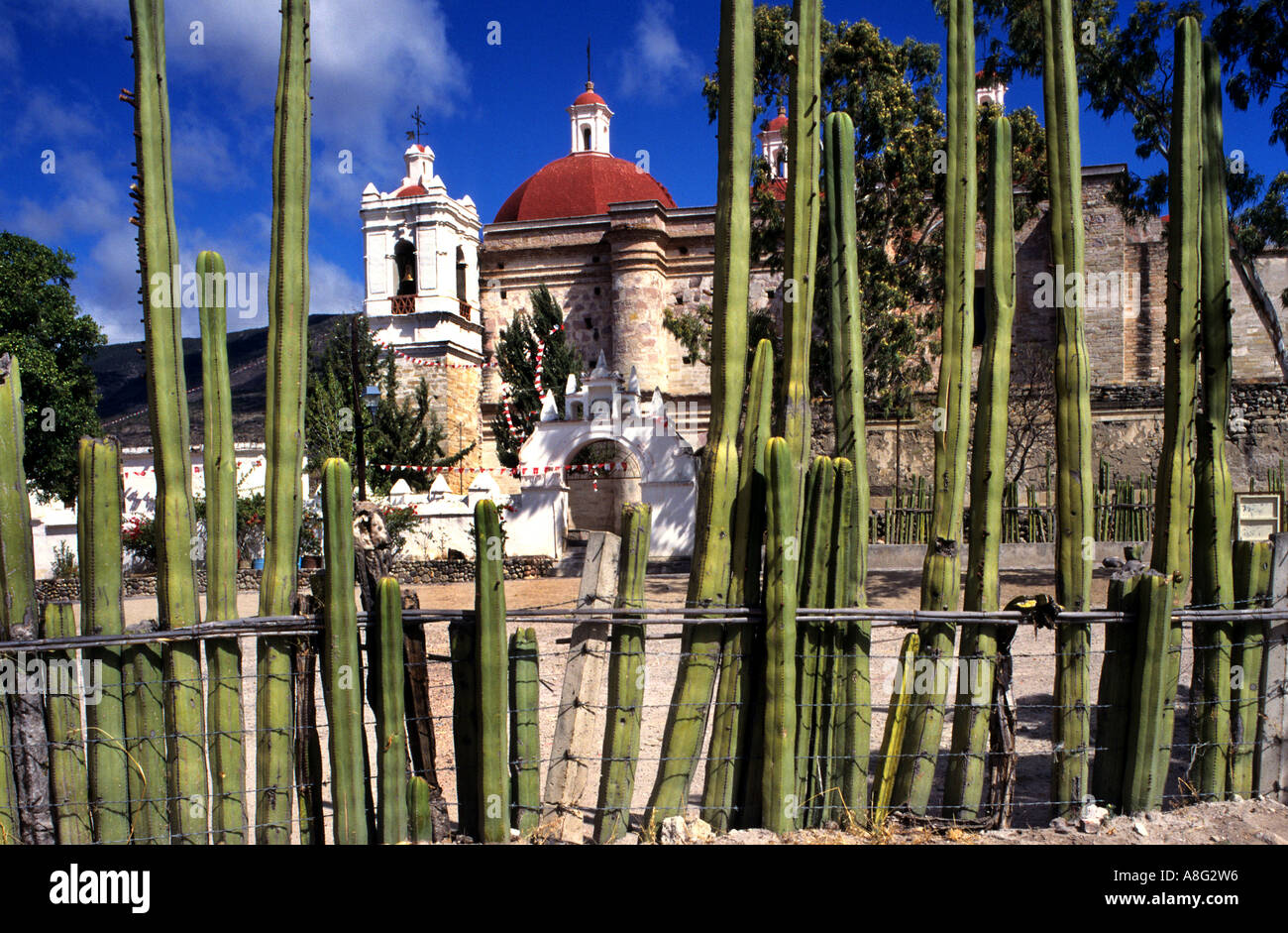 Mixtec city Mitla Mexico Mexican Church Cactus Stock Photo - Alamy
