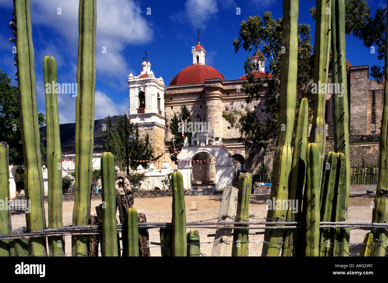Mixtec city Mitla Mexico Mexican Church Cactus Stock Photo - Alamy