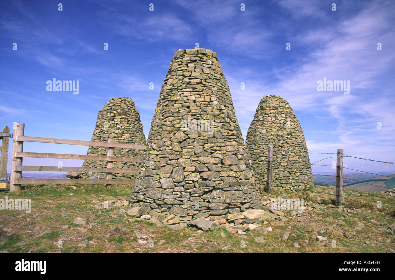 The Three Brethren cairns on the Southern Upland Way Scottish Borders ...
