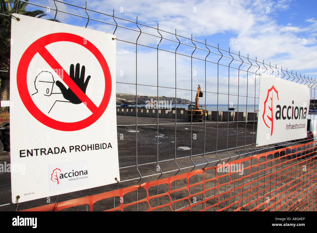 No Entry sign at the site of the new beach under construction at Playa ...