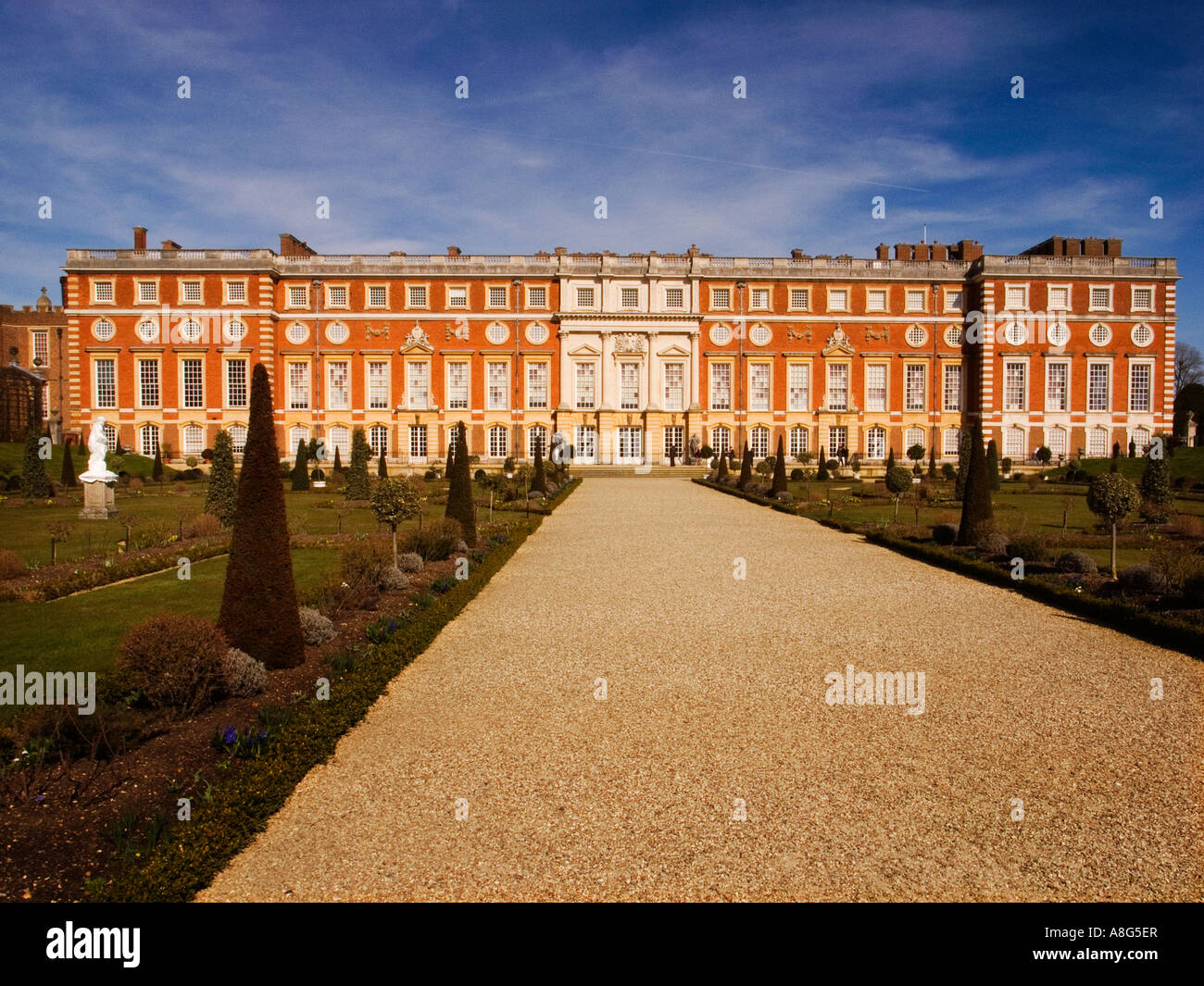 The formal gardens and the Alley leading to The Hampton Court Palace ...