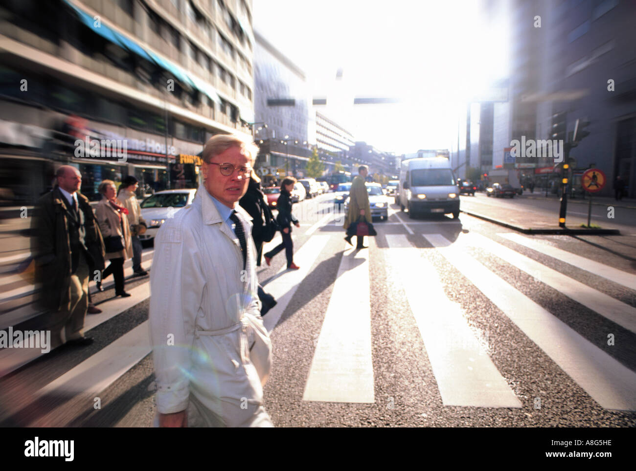 pedestrian on pedestrian crossing, Stockholm, Sweden Stock Photo - Alamy