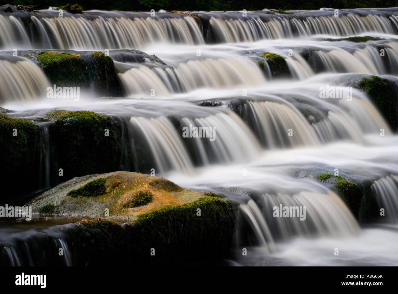 Weir on the river Wharfe at Burley in Wharfedale Stock Photo - Alamy