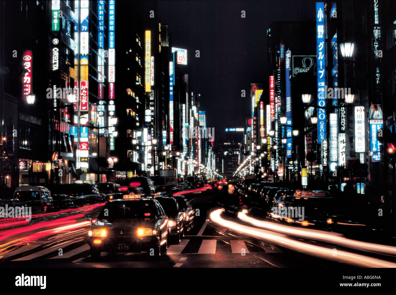 night traffic in Ginza, Tokyo, Japan Stock Photo - Alamy