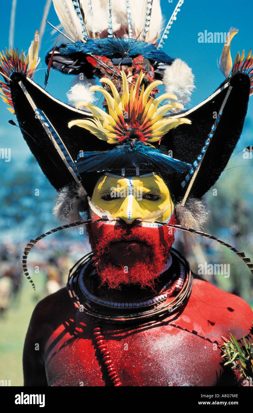 decorated aboriginal (wigman), Mt. Hagen, Papua New Guinea Stock Photo ...