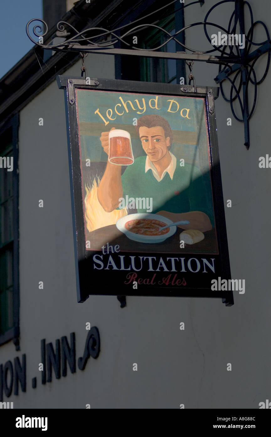 View of a pub sign at the Welsh town of Llandeilo, Carmarthanshire ...