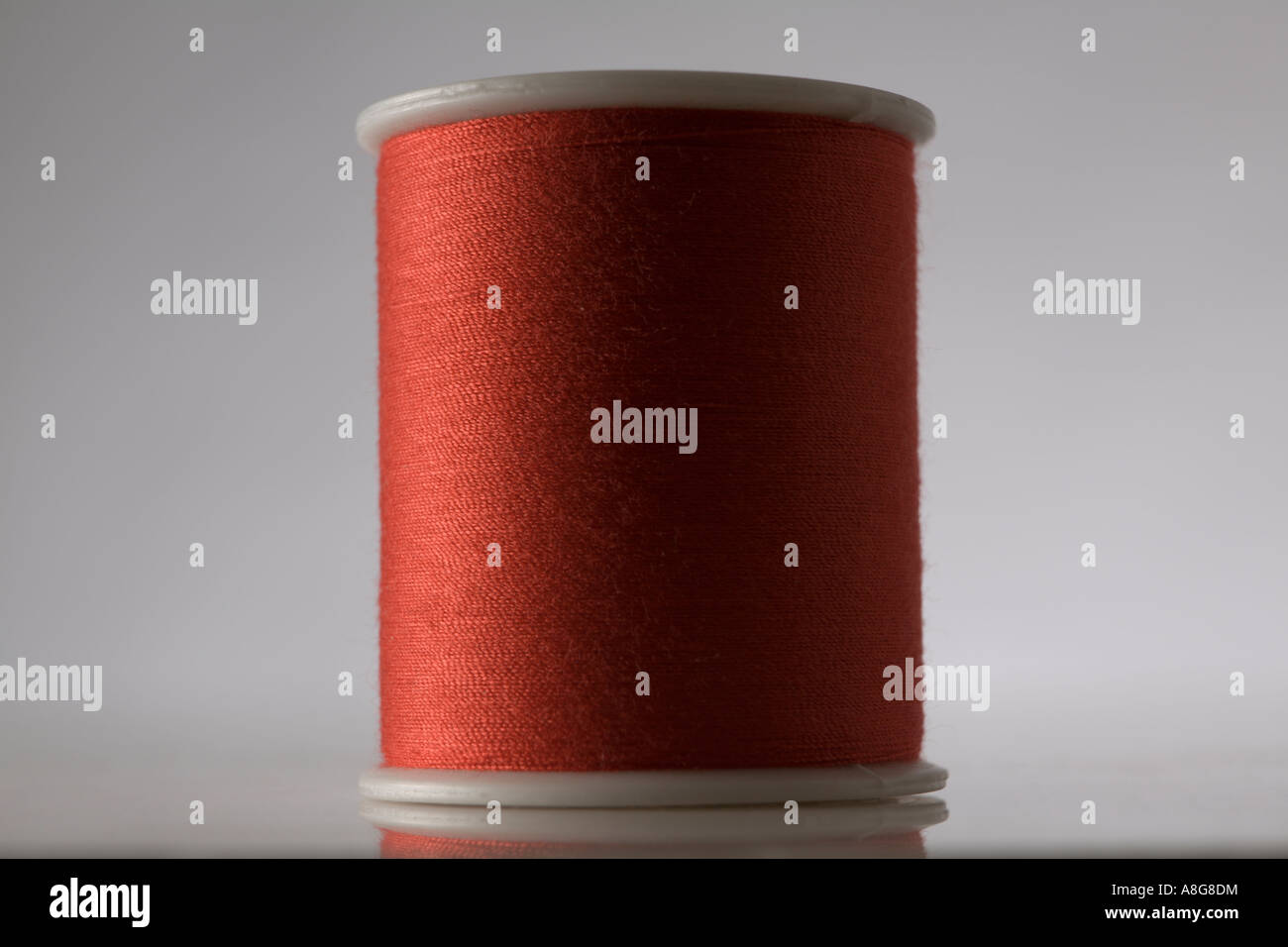 red cotton on its cotton reel close up Stock Photo - Alamy