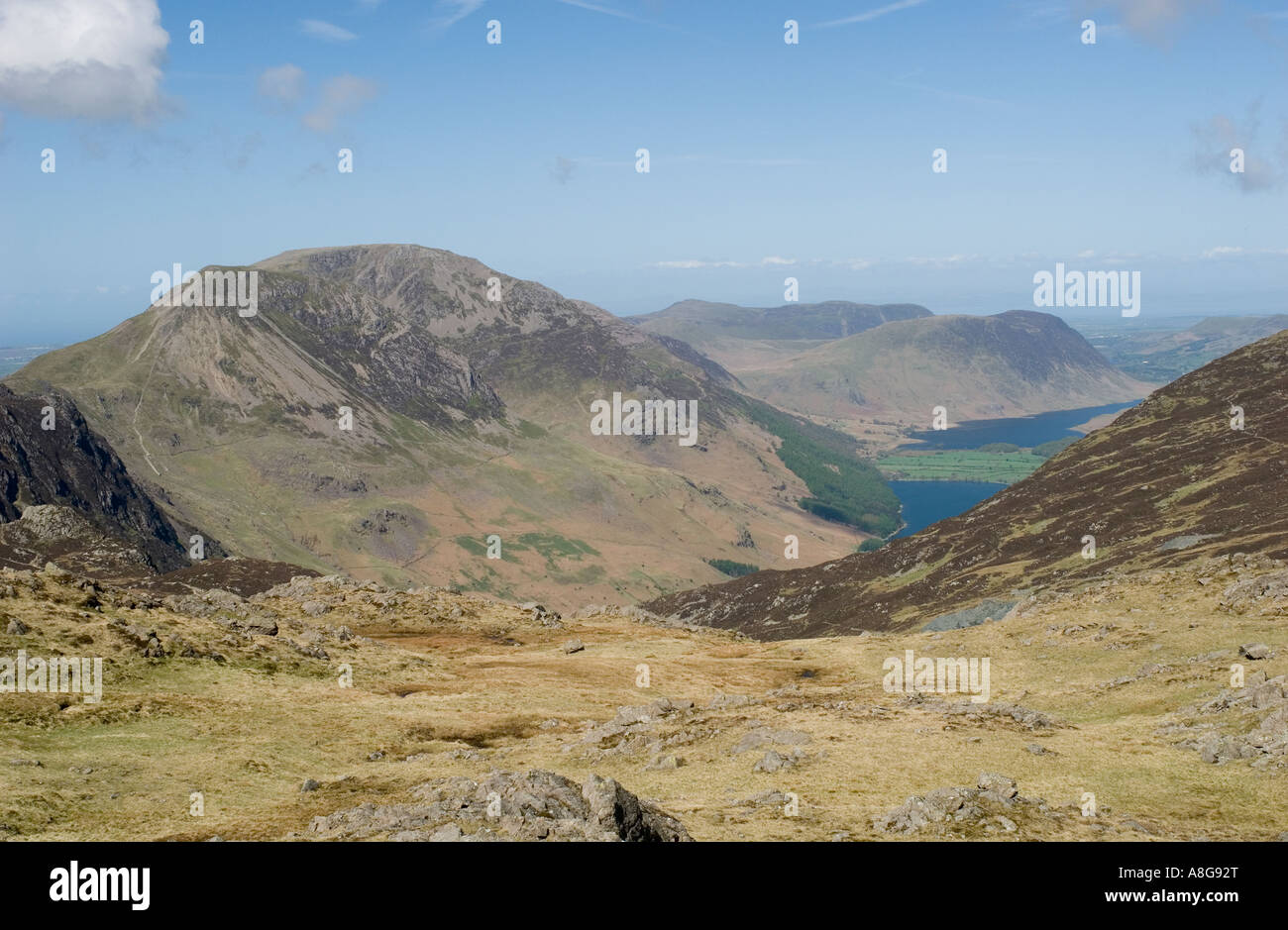 High Crag and distant lakes, Lake District Stock Photo - Alamy