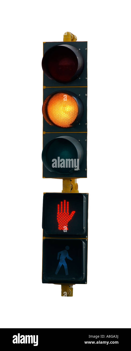 amber light traffic signal with don't walk sign Stock Photo - Alamy
