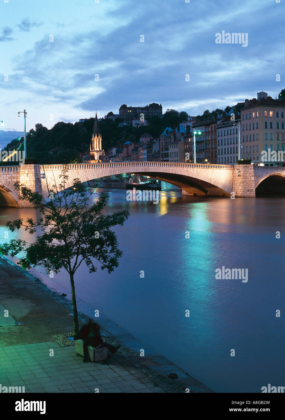Bonaparte bridge Lyon France Stock Photo - Alamy
