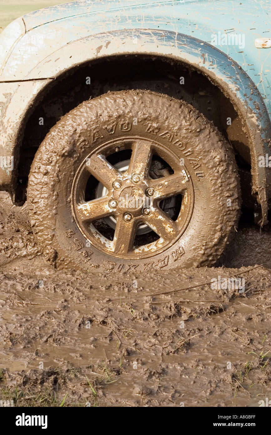 Close up of 4x4 wheel in mud Stock Photo - Alamy