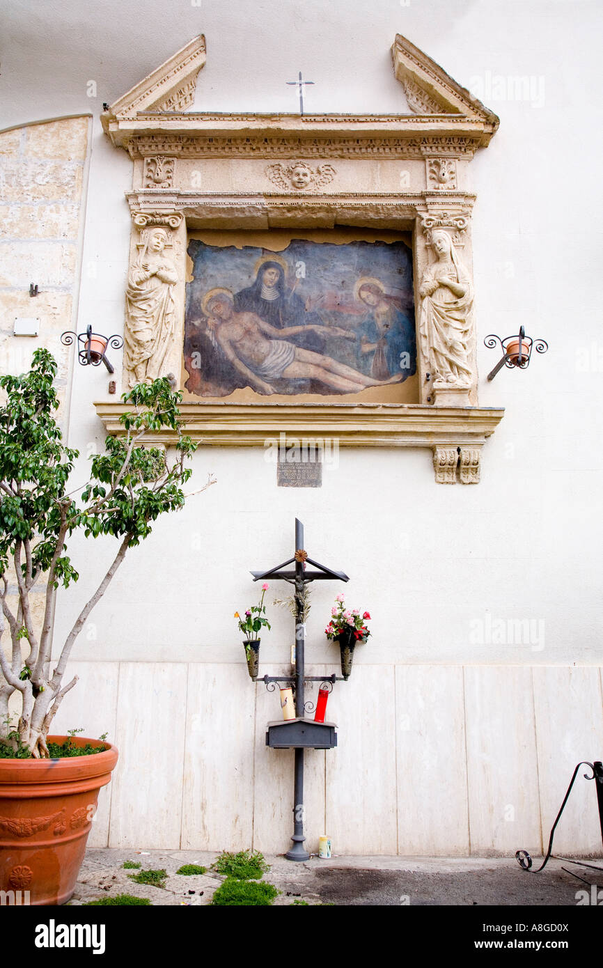 Religious shrine on exterior of building Palermo Sicily Italy Stock ...