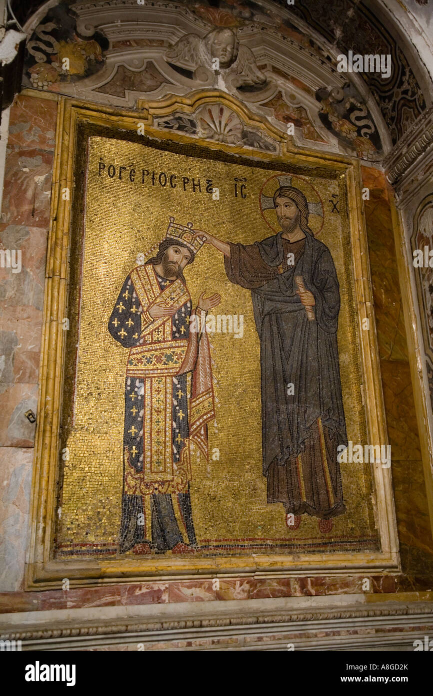 Mosaic of Roger II crowned by Christ Chiesa di S Maria dell Ammiraglio ...