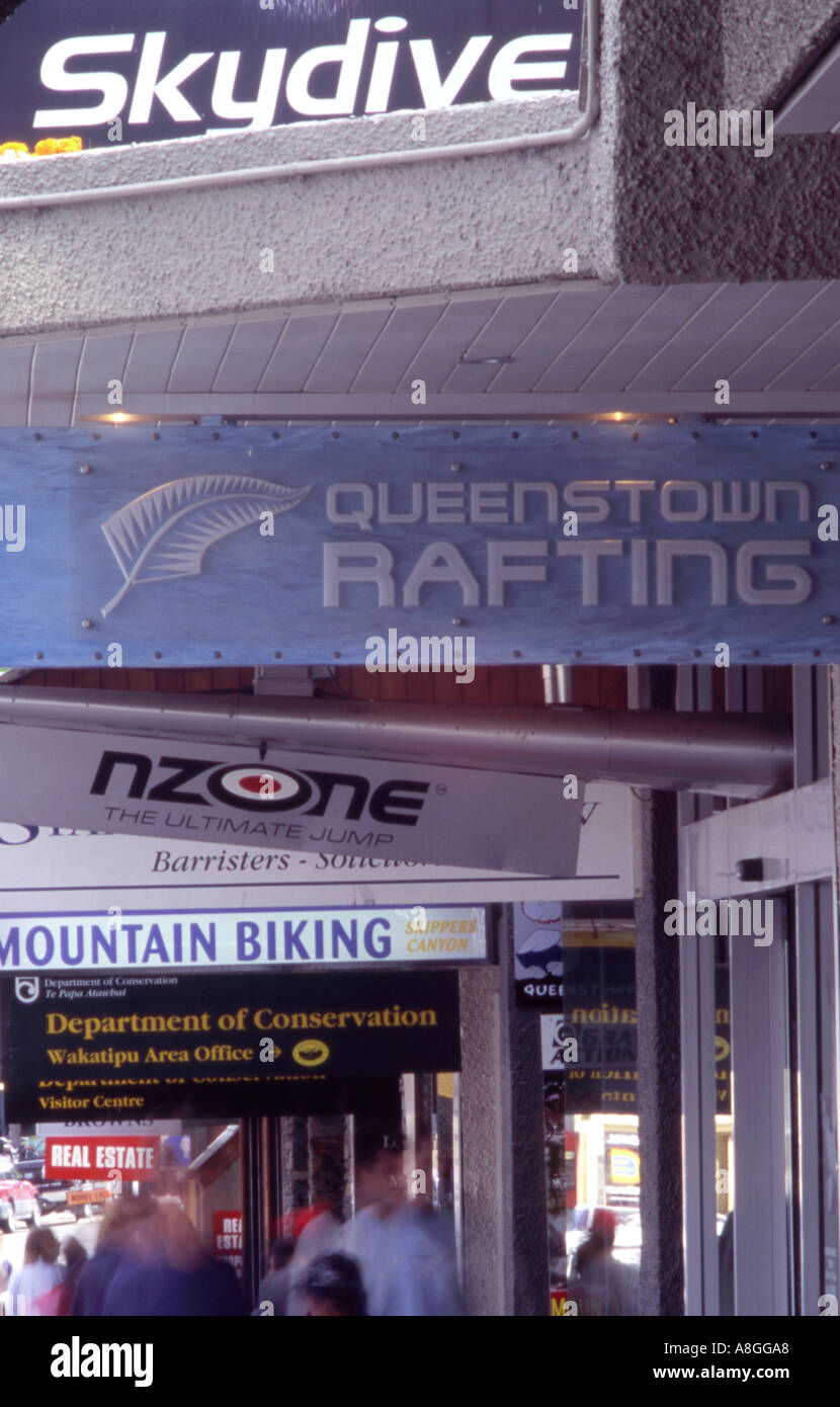Street signs depicting Queenstown s wealth of outdoor activities Otago ...