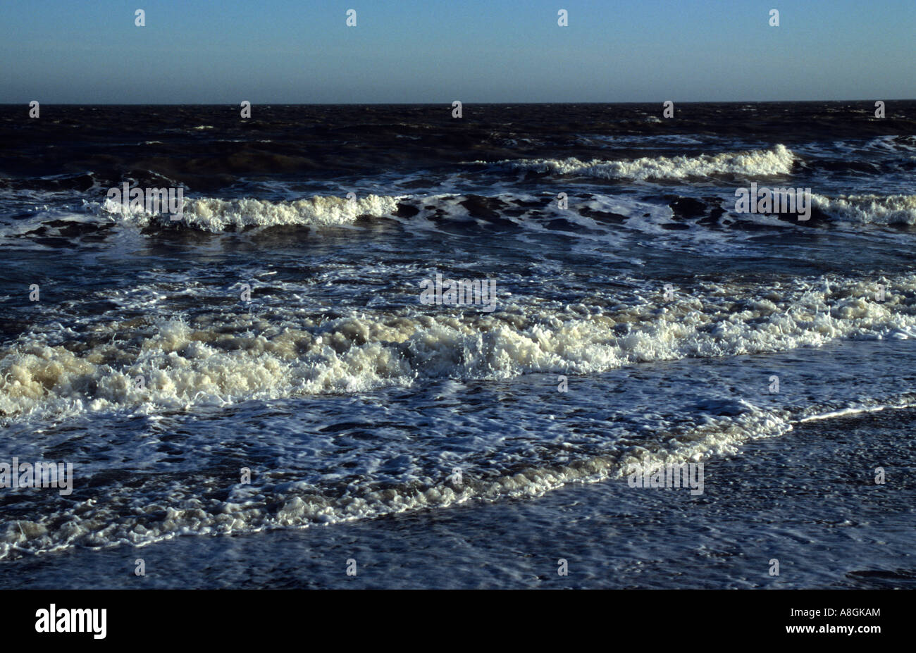 Waves Breaking in Suffolk Uk Stock Photo - Alamy