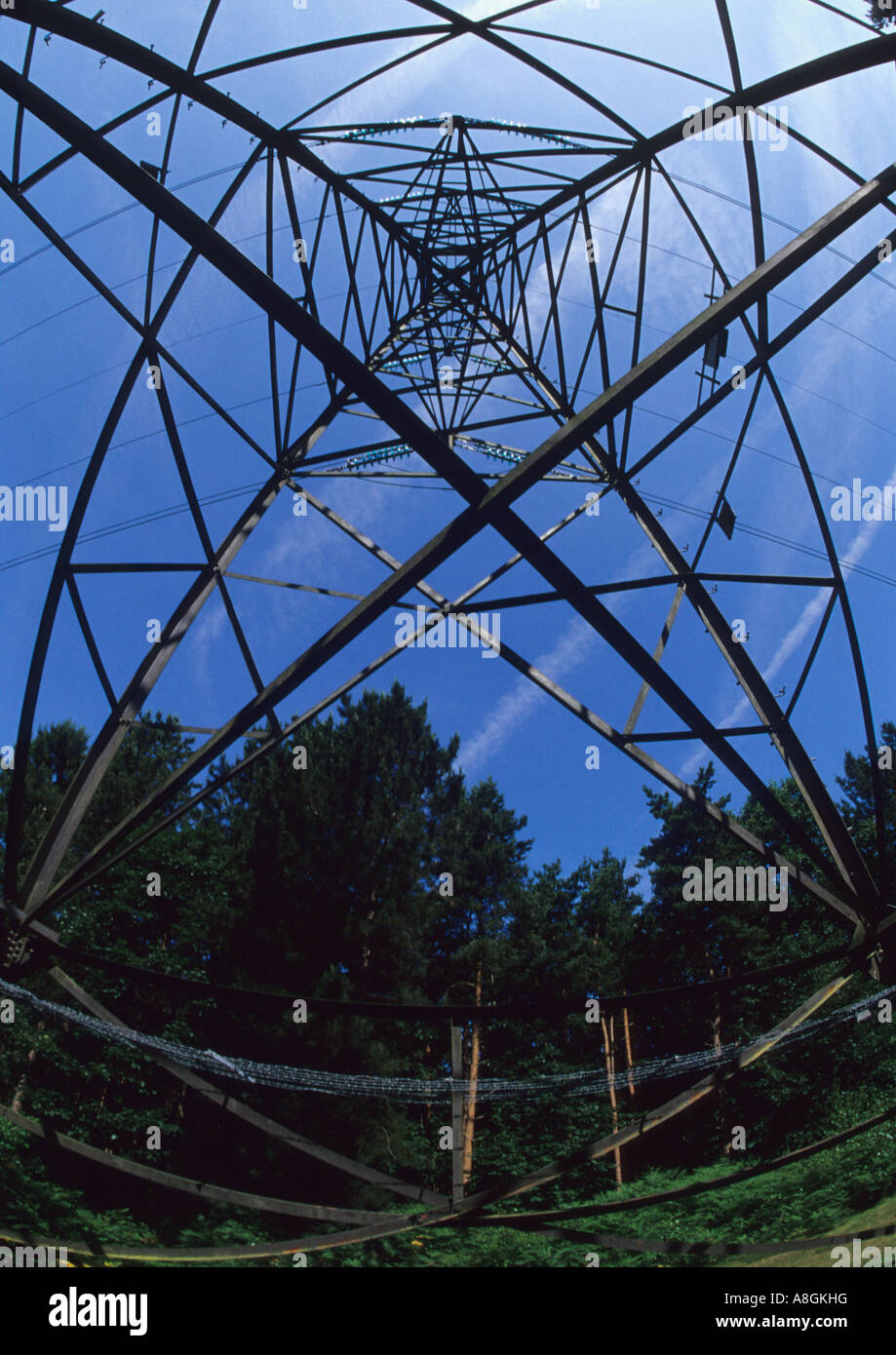 Fisheye View Of Pylon in Suffolk in the uk Stock Photo - Alamy
