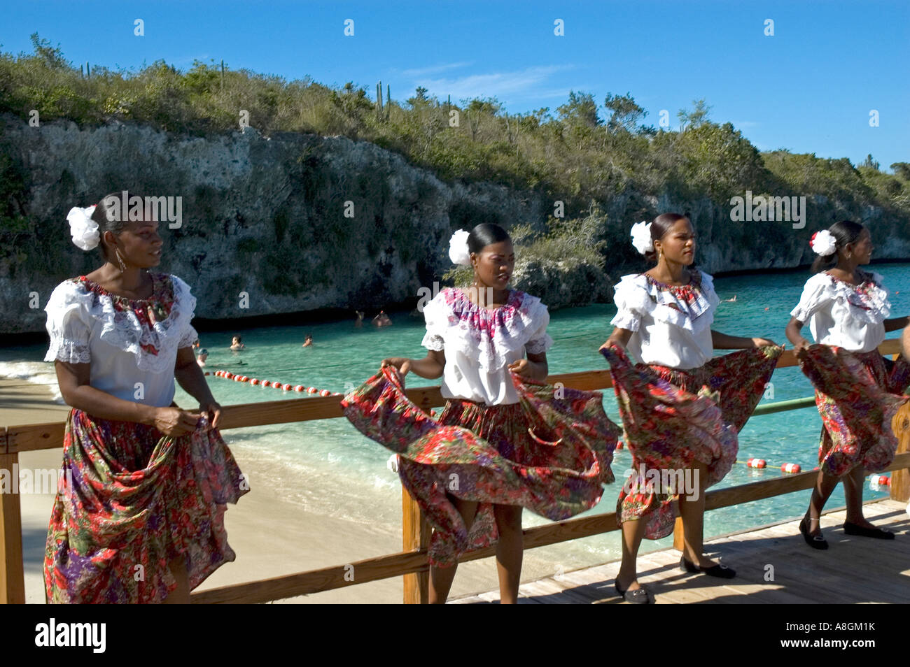 Female Dominican Dancers dancing on the jetty, Catalina Island ...