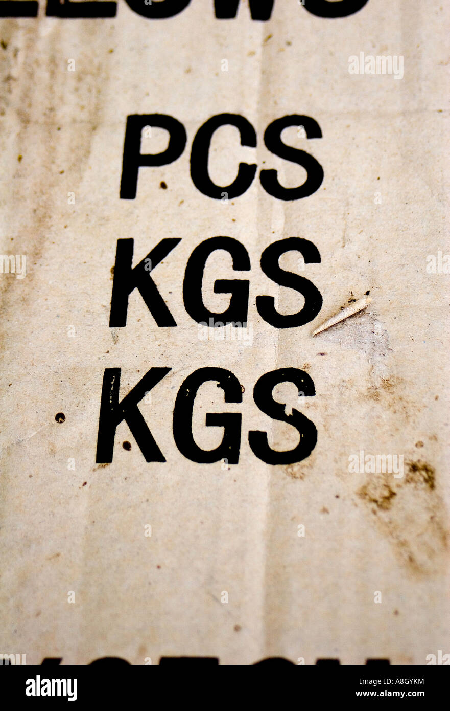 a closeup of a printing on a carton box Stock Photo - Alamy