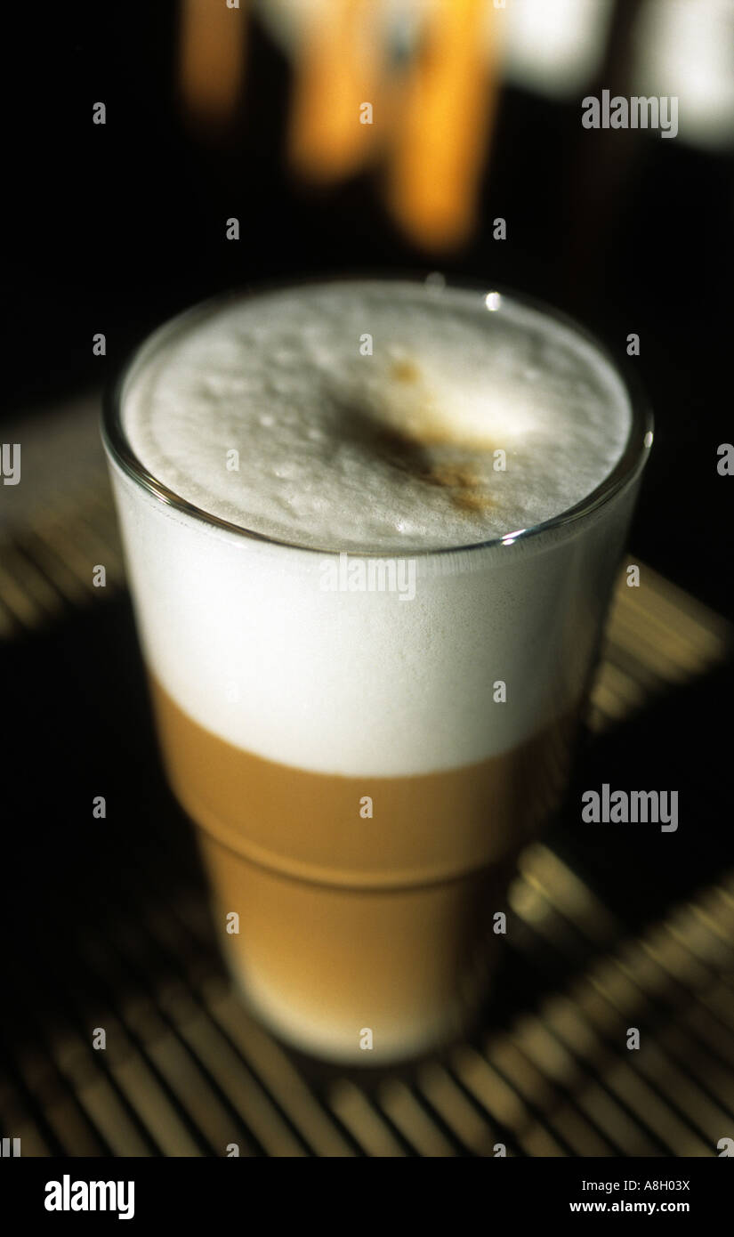 Cafe Latte at a cafe, Dusseldorf, North Rhine-Westphalia, Germany Stock ...