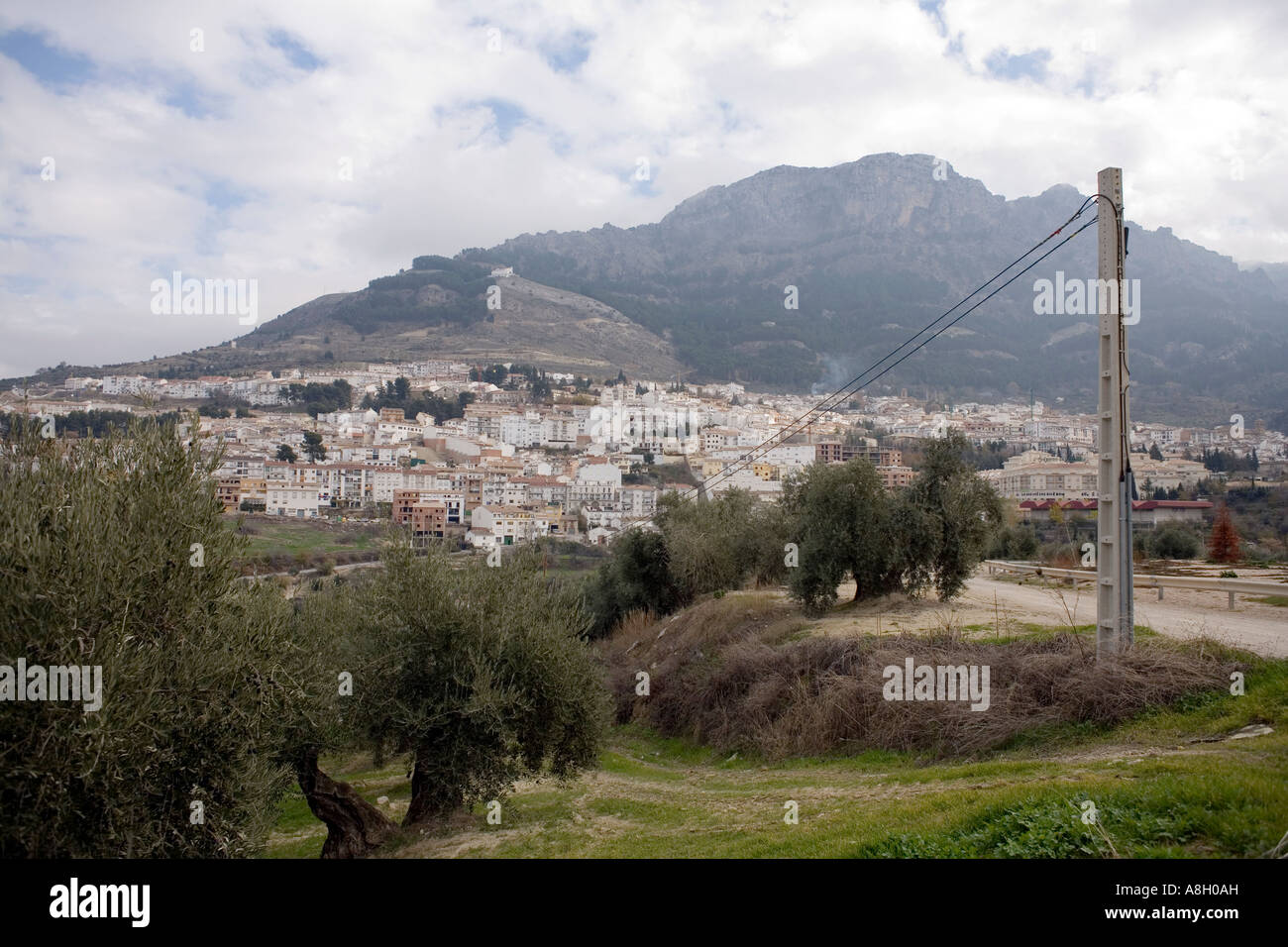 The Town of Cazorla with the Sierra de Cazorla behind - Spain Stock ...