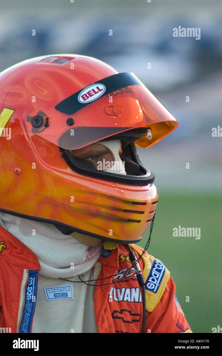 Emergency crew member equipped in safety gear during NASCAR Meijer 300 ...