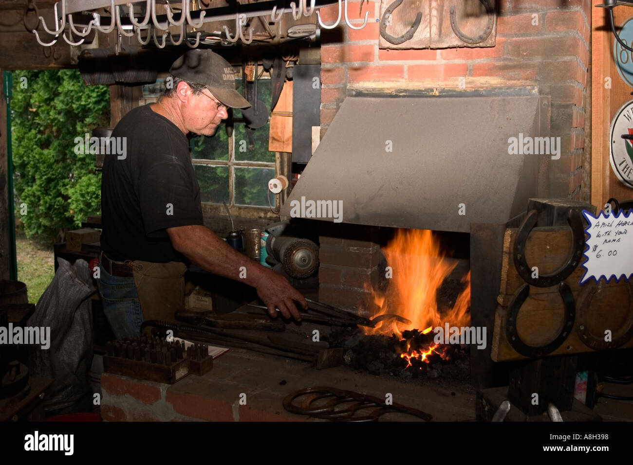 Blacksmith at Work Amish Farm and House Lancaster Pennsylvania Stock ...