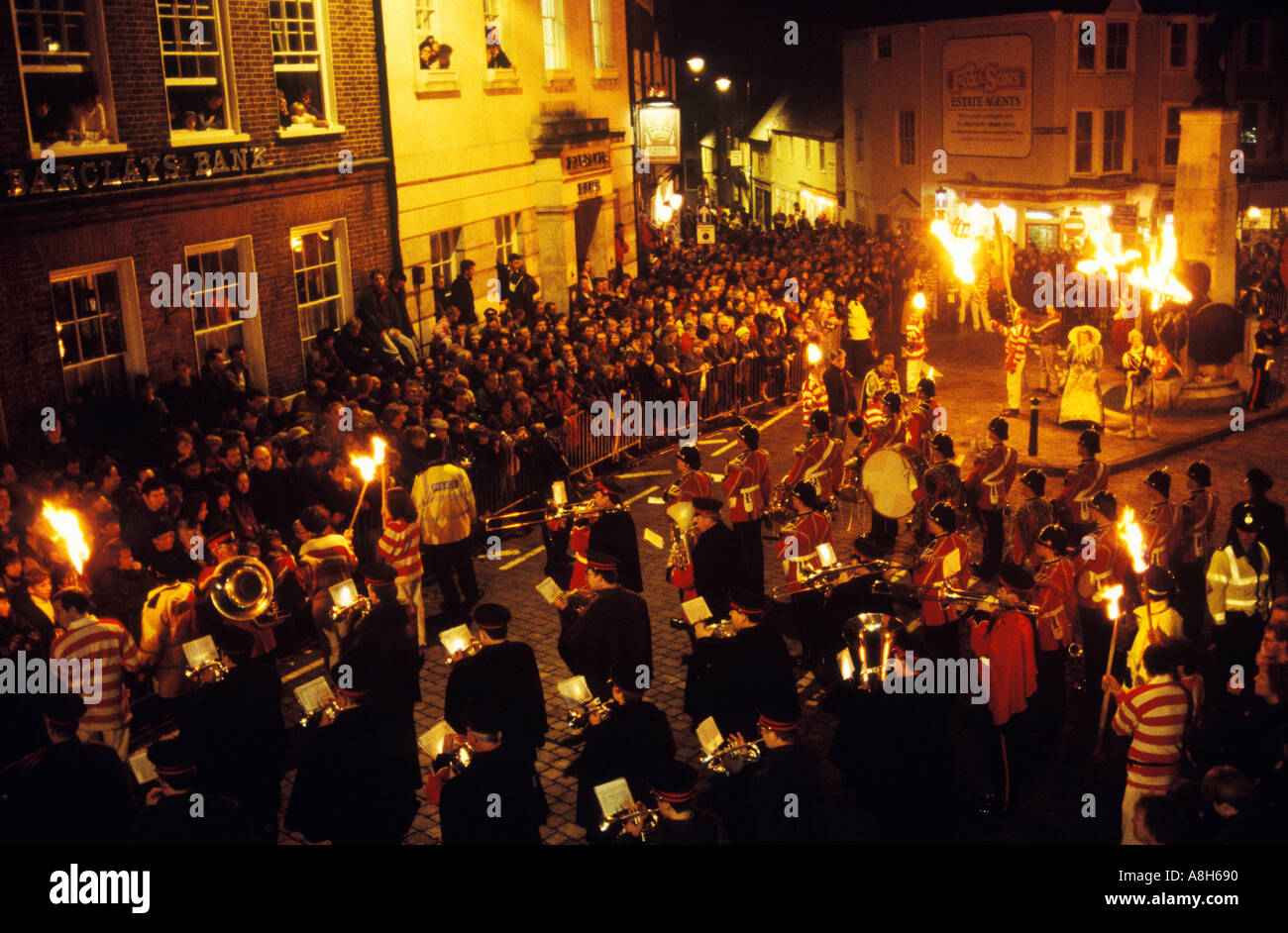 Lewes Bonfire Night Sussex England Parade centre of town Stock Photo ...