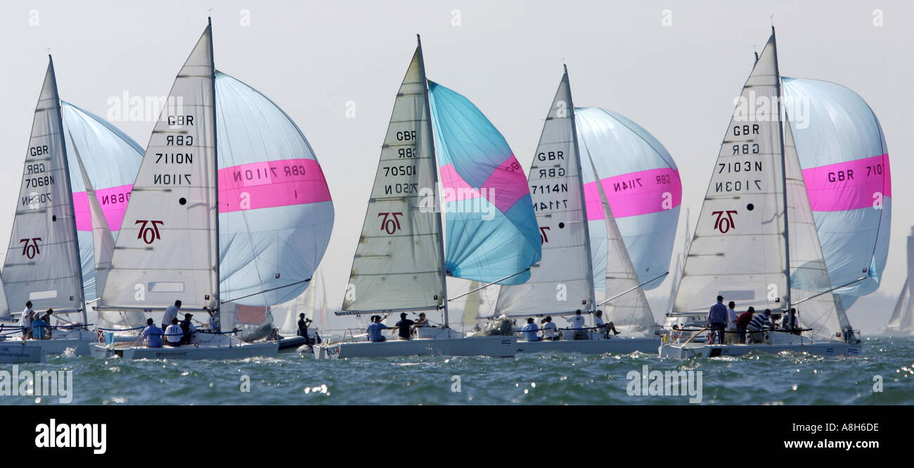 Hunter 707 Yachts Cowes Week Isle of Wight Engalnd UK Stock Photo - Alamy