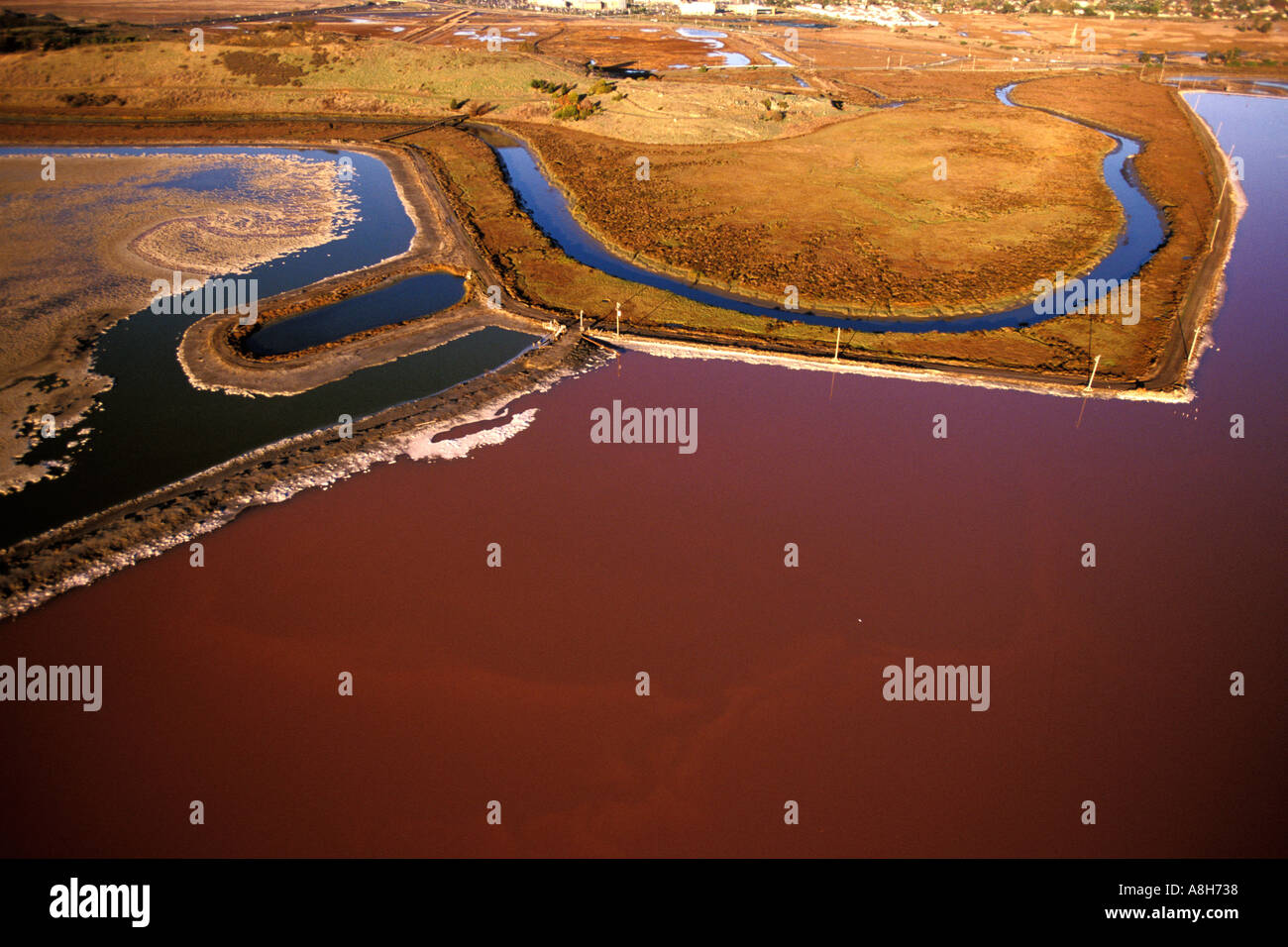 California, San Francisco Bay, Cargill salt ponds near Newark Stock ...